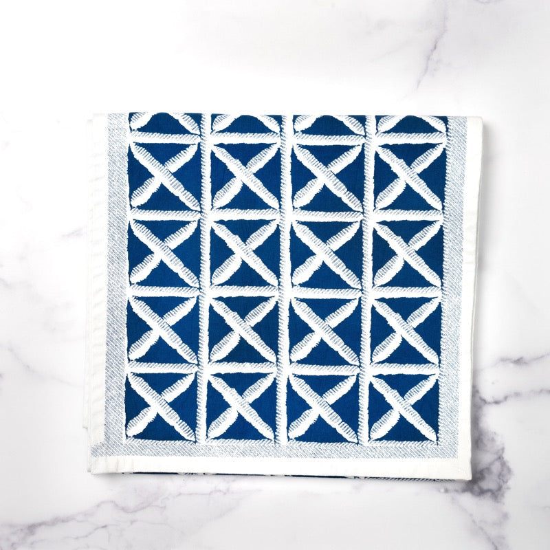 African Table Runner White and Navy – Onna Ehrlich